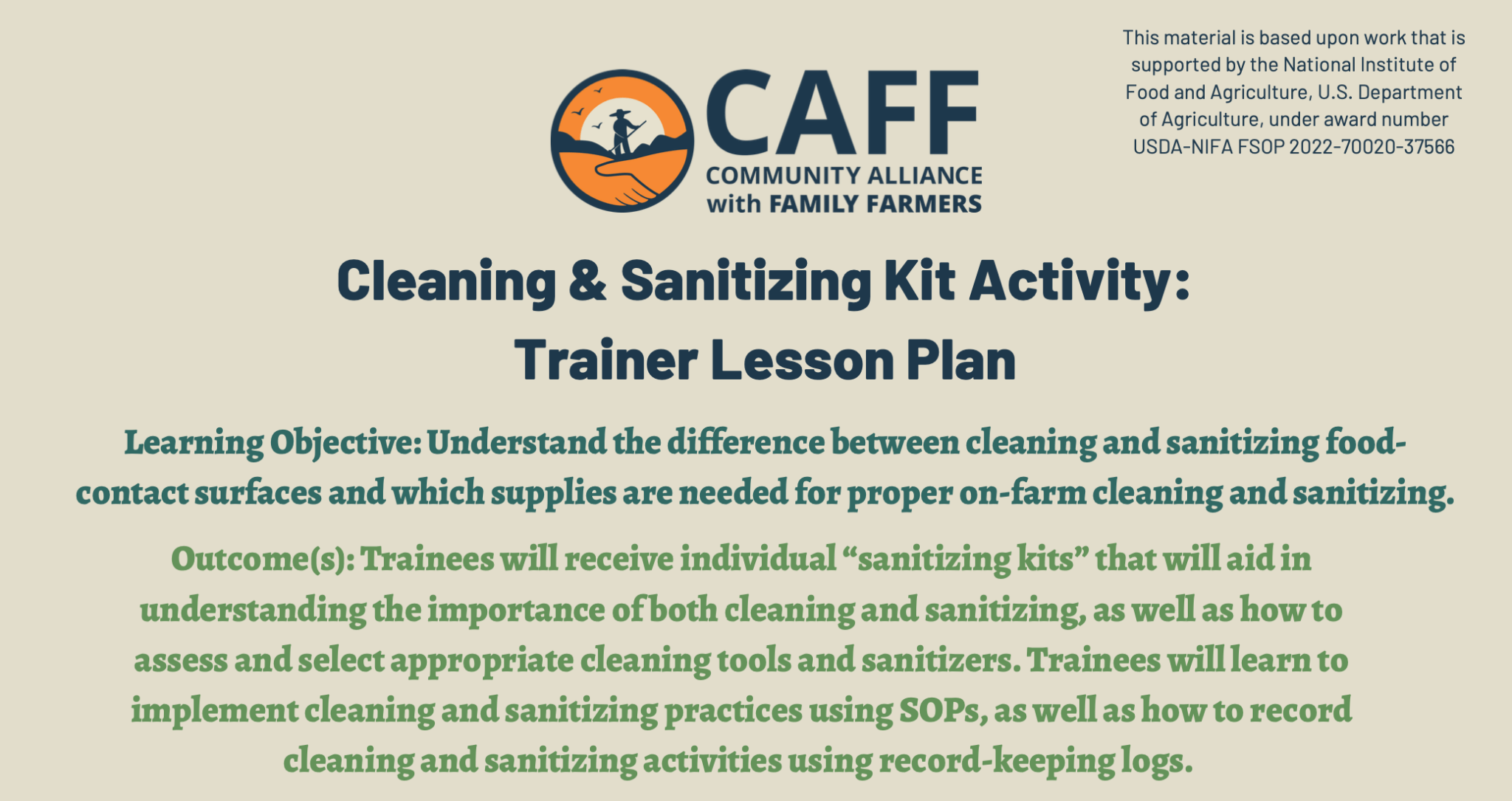 Cleaning & Sanitizing Kit Activity Lesson Plan - Community Alliance ...